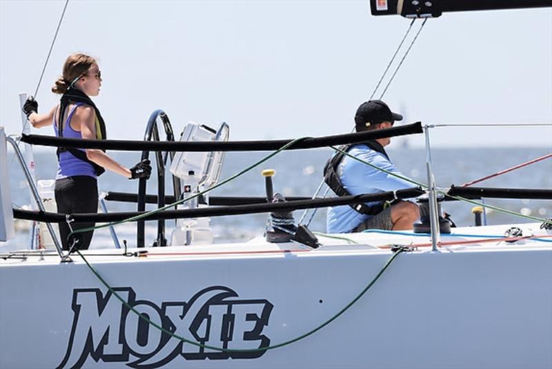 Patrick Hylant and 12-year-old daughter Greer sailing their J/122E MOXIE